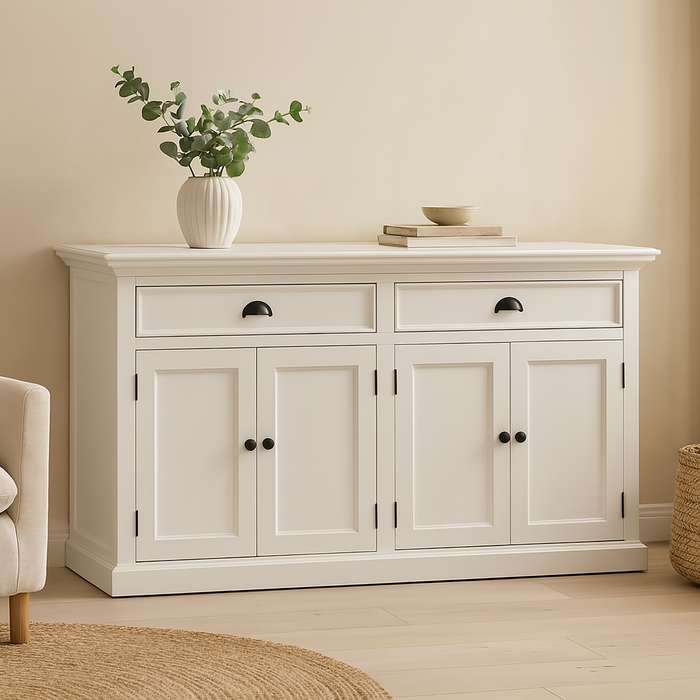 Solid Wood Buffet with 4 Doors | Coastal Hampton Sideboard | Classic ...