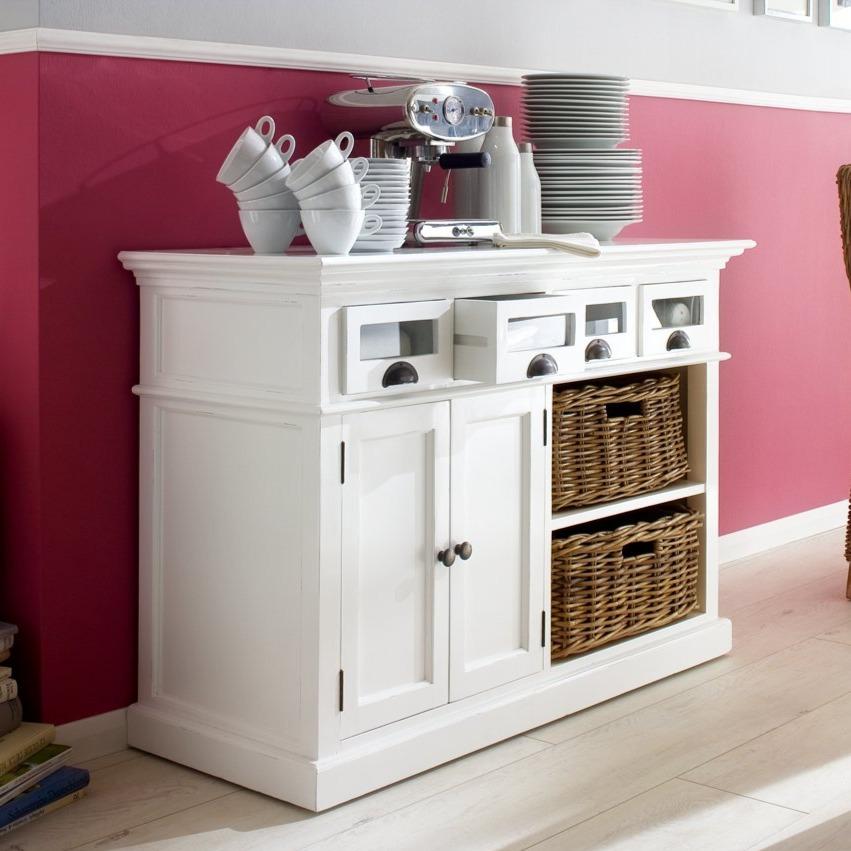 Solid Wood Kitchen Buffet | White Gloss Finish | Coastal Hampton ...