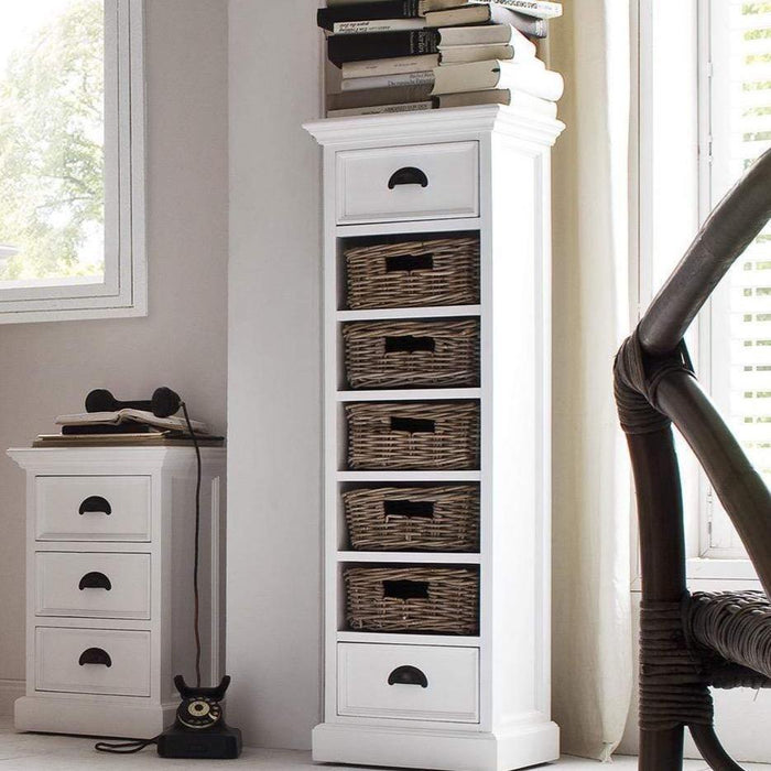 NovaSolo Storage Unit 5 Rattan Baskets| Mahogany Wood | Farmhouse Style ...