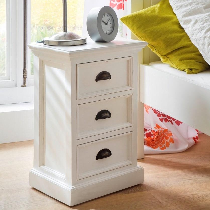 Classic White Bedside | Mahogany Wood | Fully asembled | Hampton Style